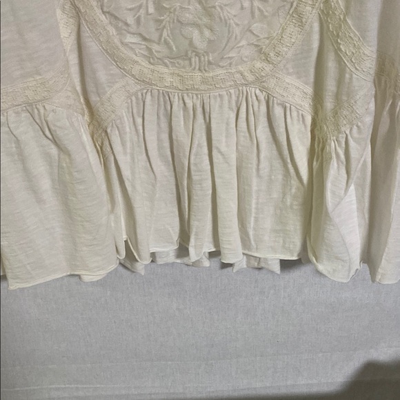 Sundance | Tops | Sundance Cream Ruffled Lace Embellished Peplum Blouse ...